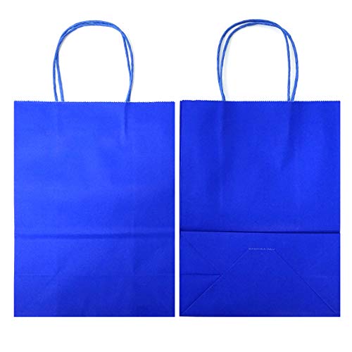 AZOWA Gift Bags Small Kraft Paper Bags with Handles (5 x 3.1 x 8.2 in, Royal Blue, 12 Pcs)