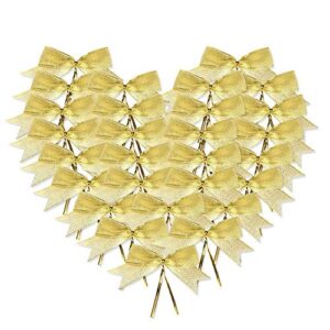 noyi traxd 50 pcs twist tie bows ribbon gold twist tie 1 inch