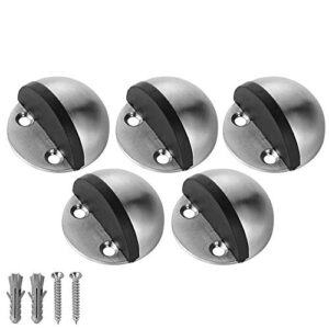 jqk floor door stopper, snowboard hanger storage stainless steel sound dampening door stop bumper wall protetor display hanger rack, 5 pack brushed, dsb3-bn-p5