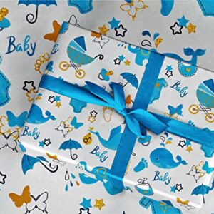 Gift Wrapping Paper 30" x 84" Sheet Vintage Style (Baby Boy)