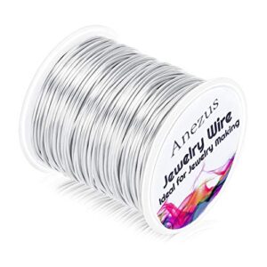 anezus 20 gauge jewelry wire, craft wire tarnish resistant copper beading wire for jewelry making supplies and crafting (silver)