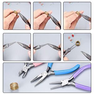 3 Pcs Jewelry Pliers Set, Jewelry Making Tools Pliers Kit, Includes Needle Nose Pliers/Diagonal Pliers/Round Nose Pliers, Wire Cutters Pliers for Jewelry Making Wire Wrapping Beading Crafts Pliers