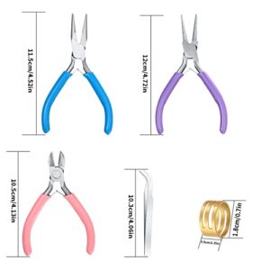 3 Pcs Jewelry Pliers Set, Jewelry Making Tools Pliers Kit, Includes Needle Nose Pliers/Diagonal Pliers/Round Nose Pliers, Wire Cutters Pliers for Jewelry Making Wire Wrapping Beading Crafts Pliers