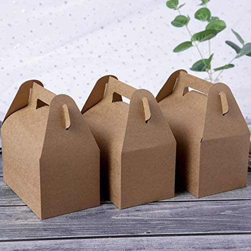 25-Pack Gable Brown Candy Treat Boxes,Small Goodie Gift Boxes for Wedding and Birthday Party Favors Box 6.2 x 3.5 x 3.5 inch