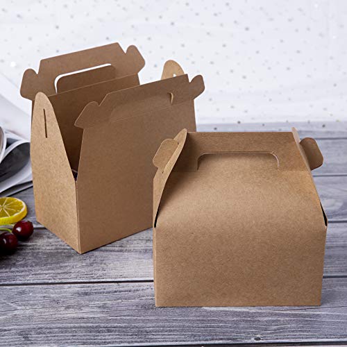 25-Pack Gable Brown Candy Treat Boxes,Small Goodie Gift Boxes for Wedding and Birthday Party Favors Box 6.2 x 3.5 x 3.5 inch