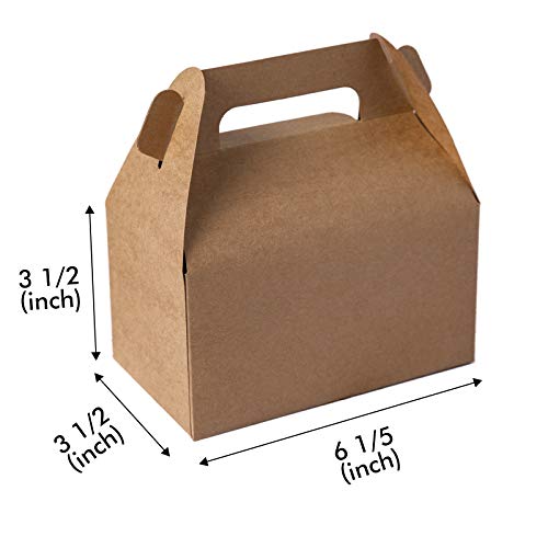 25-Pack Gable Brown Candy Treat Boxes,Small Goodie Gift Boxes for Wedding and Birthday Party Favors Box 6.2 x 3.5 x 3.5 inch