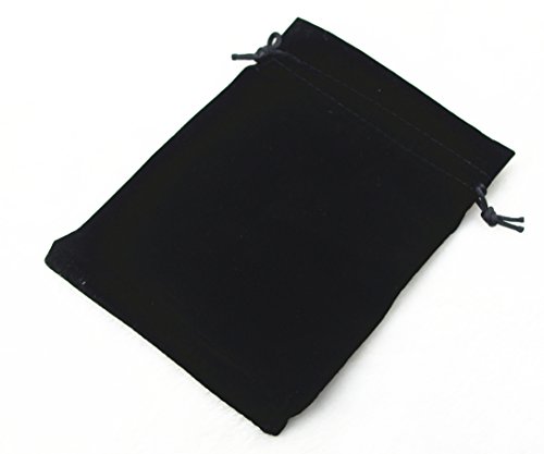 Pack of 25 Velvet Gift Bags Drawstring Jewelry Pouches Candy Bags Wedding Favors (6" X 4", Black)