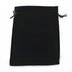 Pack of 25 Velvet Gift Bags Drawstring Jewelry Pouches Candy Bags Wedding Favors (6" X 4", Black)