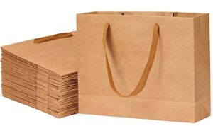 moretoes 30pcs kraft paper bags brown gift bags 10.6×3.1×8.3 with handles small kraft paper bags brown paper bags with cloth handles, shopping bags, merchandise bags, party bags, wedding party bags