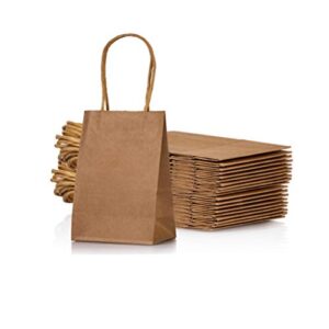 mini size kraft paper bag with handle party favours bag 6×4.5×2.5 inch for wedding birthday baby shower recycled bag, pack of 24