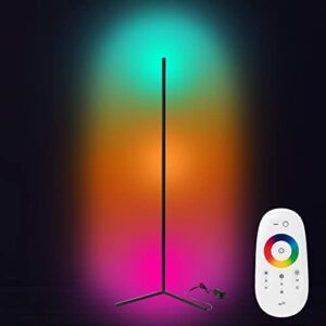 rgb corner floor lamp home decor led lamps for bedroom living room modern music sync timer function dimmable multicolor mood light stand landing atmosphere color changing lamp with remote and smartapp