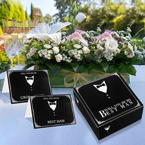 SAIWEILAI ONLINE 24 Pieces Groomsmen Proposal Box Set of 8 Groomsmen Box 8x8x4 inch With 8 Will You Be My Groomsman Labels and 8 Groomsmen Proposal Cards（7 Groomsmen, 1 Best Men ）