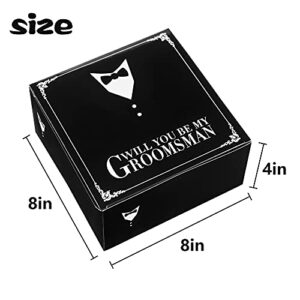 SAIWEILAI ONLINE 24 Pieces Groomsmen Proposal Box Set of 8 Groomsmen Box 8x8x4 inch With 8 Will You Be My Groomsman Labels and 8 Groomsmen Proposal Cards（7 Groomsmen, 1 Best Men ）