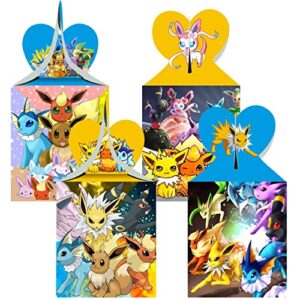 12pcs eevee evolutions party gift boxes goodie boxes for cartoon theme birthday party supplies, decorations boxes candy boxes