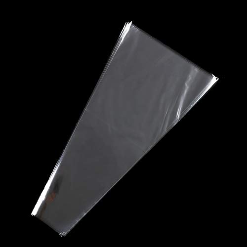 ccHuDE 100 Pcs Clear Plastic Flower Bouquet Bag Sleeve Transparent Cellophane Bags Rose Packaging Bags for Valentine's day