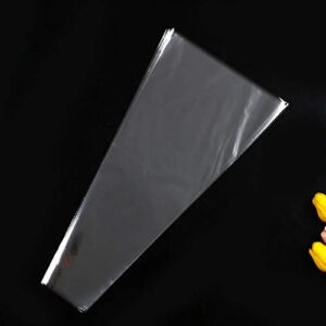 ccHuDE 100 Pcs Clear Plastic Flower Bouquet Bag Sleeve Transparent Cellophane Bags Rose Packaging Bags for Valentine's day