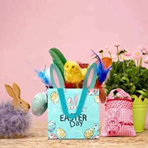 ANOTION Easter Gift Bags, 20 Packs Easter Bags for Kids Easter Treat Bags with Handle, Reusable Easter Goodie Bags Non-woven Rabbit Bunny Bag for Easter Party Favors