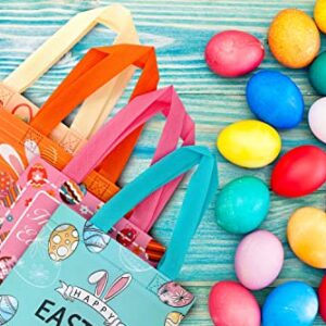 ANOTION Easter Gift Bags, 20 Packs Easter Bags for Kids Easter Treat Bags with Handle, Reusable Easter Goodie Bags Non-woven Rabbit Bunny Bag for Easter Party Favors