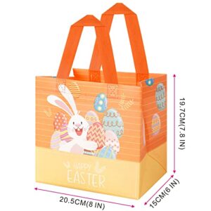 ANOTION Easter Gift Bags, 20 Packs Easter Bags for Kids Easter Treat Bags with Handle, Reusable Easter Goodie Bags Non-woven Rabbit Bunny Bag for Easter Party Favors