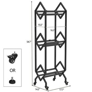 Simoretus 3 Tier Vinyl Record Storage Rack, Mobile Black Metal LP Storage Display Stand with Casters, Large Capacity Record Holder for Albums, Books, Magazines, and Office Files