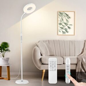 yotutun led floor lamp floor lamp for reading, adjustable standing lamp with remote, 3 colors and 12 brightness,memory function tall gooseneck lamp for living room, bedroom, office