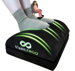 stabilergo foot rest for under desk at work, ergonomic office desk foot rest, adjustable foot rest, under desk footrest with washable cover, desk foot stool work from home accessories