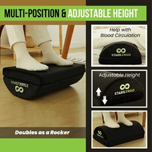 STABILERGO Foot Rest for Under Desk at Work, Ergonomic Office Desk Foot Rest, Adjustable Foot Rest, Under Desk Footrest with Washable Cover, Desk Foot Stool Work from Home Accessories