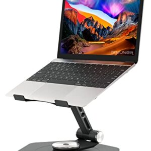 SOJUNER Swivel Adjustable Laptop Stand, 360° Rotating of Aluminum Laptop Stand for Desk, Laptop Riser with Mechanical Sound, Laptop Computer Stand Compatible with 10-16 inch Laptop, Gray