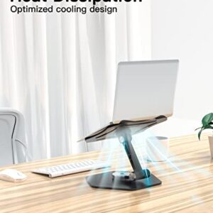 SOJUNER Swivel Adjustable Laptop Stand, 360° Rotating of Aluminum Laptop Stand for Desk, Laptop Riser with Mechanical Sound, Laptop Computer Stand Compatible with 10-16 inch Laptop, Gray