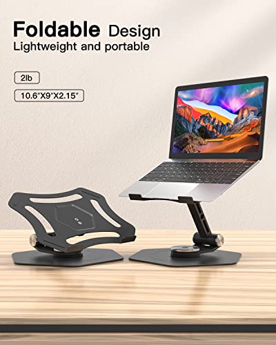 SOJUNER Swivel Adjustable Laptop Stand, 360° Rotating of Aluminum Laptop Stand for Desk, Laptop Riser with Mechanical Sound, Laptop Computer Stand Compatible with 10-16 inch Laptop, Gray