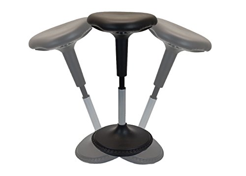 WOBBLE STOOL Standing Desk Chair ergonomic tall adjustable height sit stand-up office balance drafting bar swiveling leaning perch perching high swivels 360 computer active sitting black saddle seat