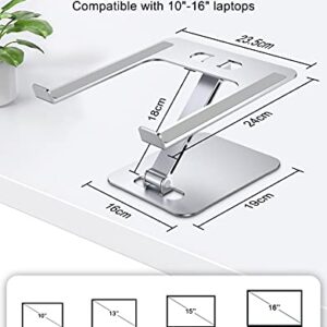 STOON Foldable Laptop Stand for Desk, Ergonomic Portable Computer Stand with Adjustable Height, Ventilated Aluminium Laptop Riser Holder Compatible with MacBook Pro, Air, All Notebooks 10-16"(Silver)