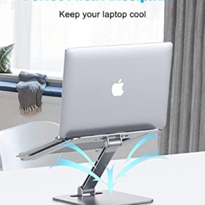 STOON Foldable Laptop Stand for Desk, Ergonomic Portable Computer Stand with Adjustable Height, Ventilated Aluminium Laptop Riser Holder Compatible with MacBook Pro, Air, All Notebooks 10-16"(Silver)