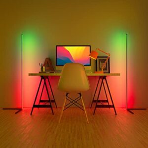 led floor lamp – tall color changing led corner lamp – dimmable multi light mode – standing rgb floor lamp – modern led lamp for bedroom & living room – creative corner lighting mood room lights