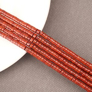 150PCs Natural Red Jasper Spacer Beads, Loose Semi Precious Flat Round Gemstone Heishi Disc Stone Beads for Beading Jewelry Making 4mm*2mm 38cm