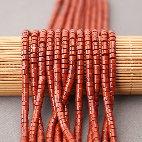 150PCs Natural Red Jasper Spacer Beads, Loose Semi Precious Flat Round Gemstone Heishi Disc Stone Beads for Beading Jewelry Making 4mm*2mm 38cm