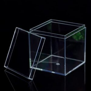 20 Pcs Clear Plastic Square Cube, 2.16x2.16x2.16" Small Acrylic Plastic Storage Box with Lids Transparent Clear Square Containers Display Boxes Gift Box with Glitter Ribbon for Candy Pill Jewelry Christmas