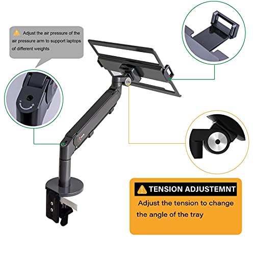 MPK Laptop arm Mount for Desk, Single Gas Spring Laptop Arm Desk Stand/Holder,Extra Laptop Tray Fits 12-17" Laptops/Notebook