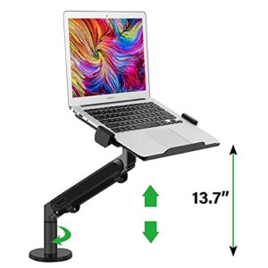 MPK Laptop arm Mount for Desk, Single Gas Spring Laptop Arm Desk Stand/Holder,Extra Laptop Tray Fits 12-17" Laptops/Notebook