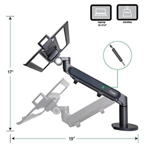 MPK Laptop arm Mount for Desk, Single Gas Spring Laptop Arm Desk Stand/Holder,Extra Laptop Tray Fits 12-17" Laptops/Notebook