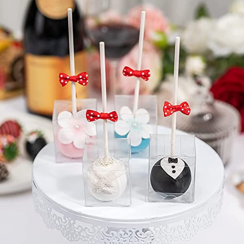 RomanticBaking 100 Pack 1 3/4" x 1 3/4" x 2" individul Single Cake Pop Box With Hole and RibbonSmall Gift Boxes Mini Plastic Boxes Treat Boxes Candy Boxes