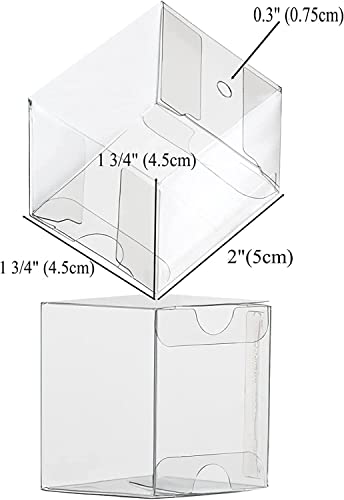 RomanticBaking 100 Pack 1 3/4" x 1 3/4" x 2" individul Single Cake Pop Box With Hole and RibbonSmall Gift Boxes Mini Plastic Boxes Treat Boxes Candy Boxes