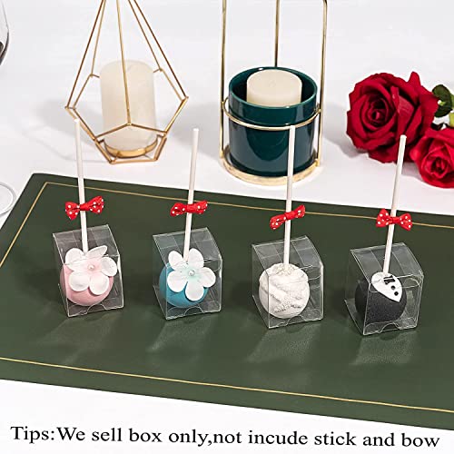 RomanticBaking 100 Pack 1 3/4" x 1 3/4" x 2" individul Single Cake Pop Box With Hole and RibbonSmall Gift Boxes Mini Plastic Boxes Treat Boxes Candy Boxes