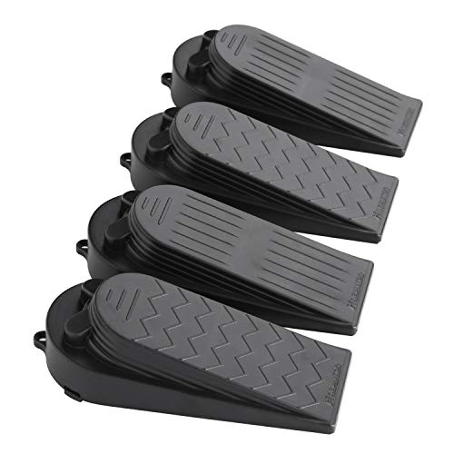 4Pcs Set Black Door Stopper Easily Wedges Door Gaps up Finger Protector Flexible Floor Door Stops - Non-Scratching Door Stop - Modern Wedge Door Stop Design