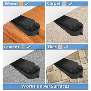 4Pcs Set Black Door Stopper Easily Wedges Door Gaps up Finger Protector Flexible Floor Door Stops - Non-Scratching Door Stop - Modern Wedge Door Stop Design