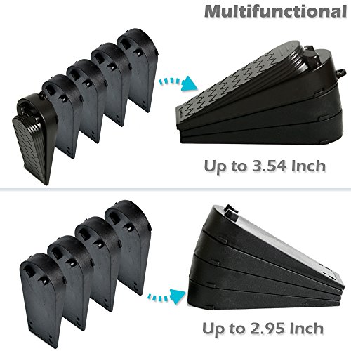 4Pcs Set Black Door Stopper Easily Wedges Door Gaps up Finger Protector Flexible Floor Door Stops - Non-Scratching Door Stop - Modern Wedge Door Stop Design