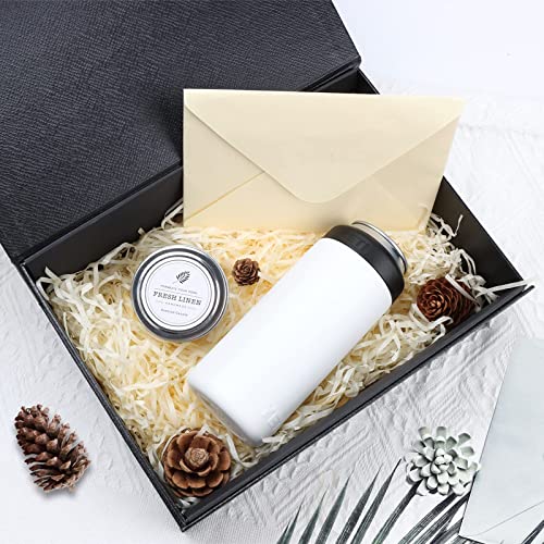 Gift Box with Lid black magnetic close Decorative Boxes for Christmas Thanksgiving Birthday Wedding Bridesmaid with Gift Card, Envelope, Ribbon, Shredded Paper Filler (11"X 8.07"X 4.13" 1 Pcs)