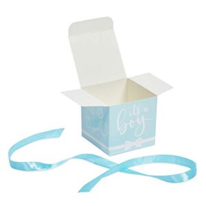 Sparkle and Bash Its a Boy Baby Shower Party Favor Boxes with Ribbons (Blue, 50 Pack)