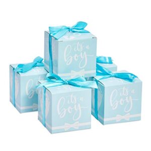 Sparkle and Bash Its a Boy Baby Shower Party Favor Boxes with Ribbons (Blue, 50 Pack)