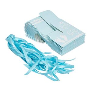 Sparkle and Bash Its a Boy Baby Shower Party Favor Boxes with Ribbons (Blue, 50 Pack)